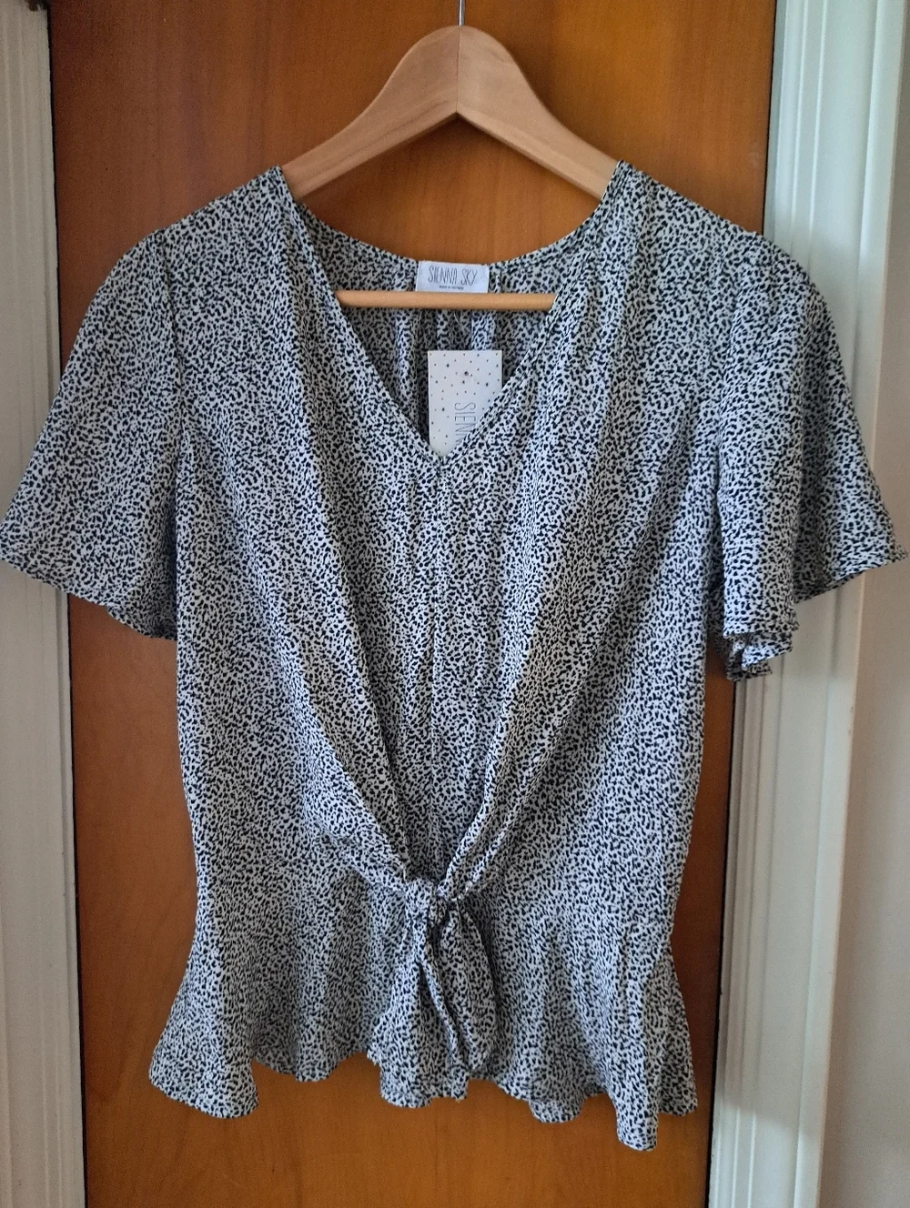 Sienna Sky | Tops | Sienna Sky Black White Leopard Pattern Tiefront Top ...